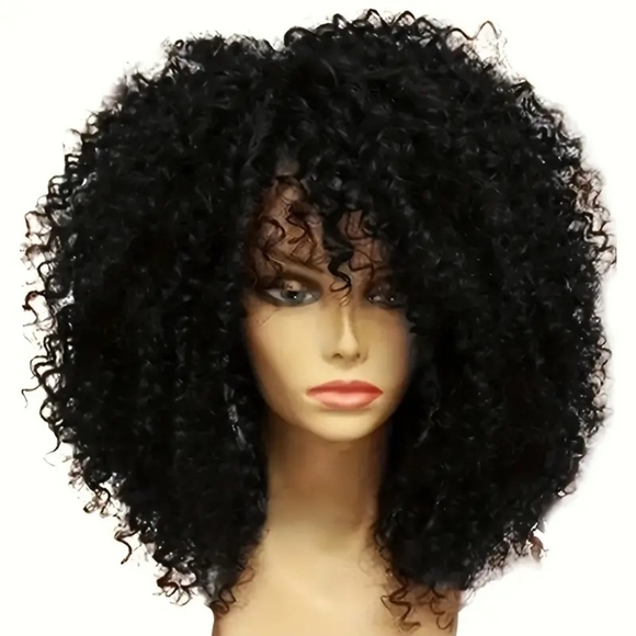 Hair | 16 Inch Fluffy Afro Kinky Curly Black Synthetic Hair Wig | Poshmark